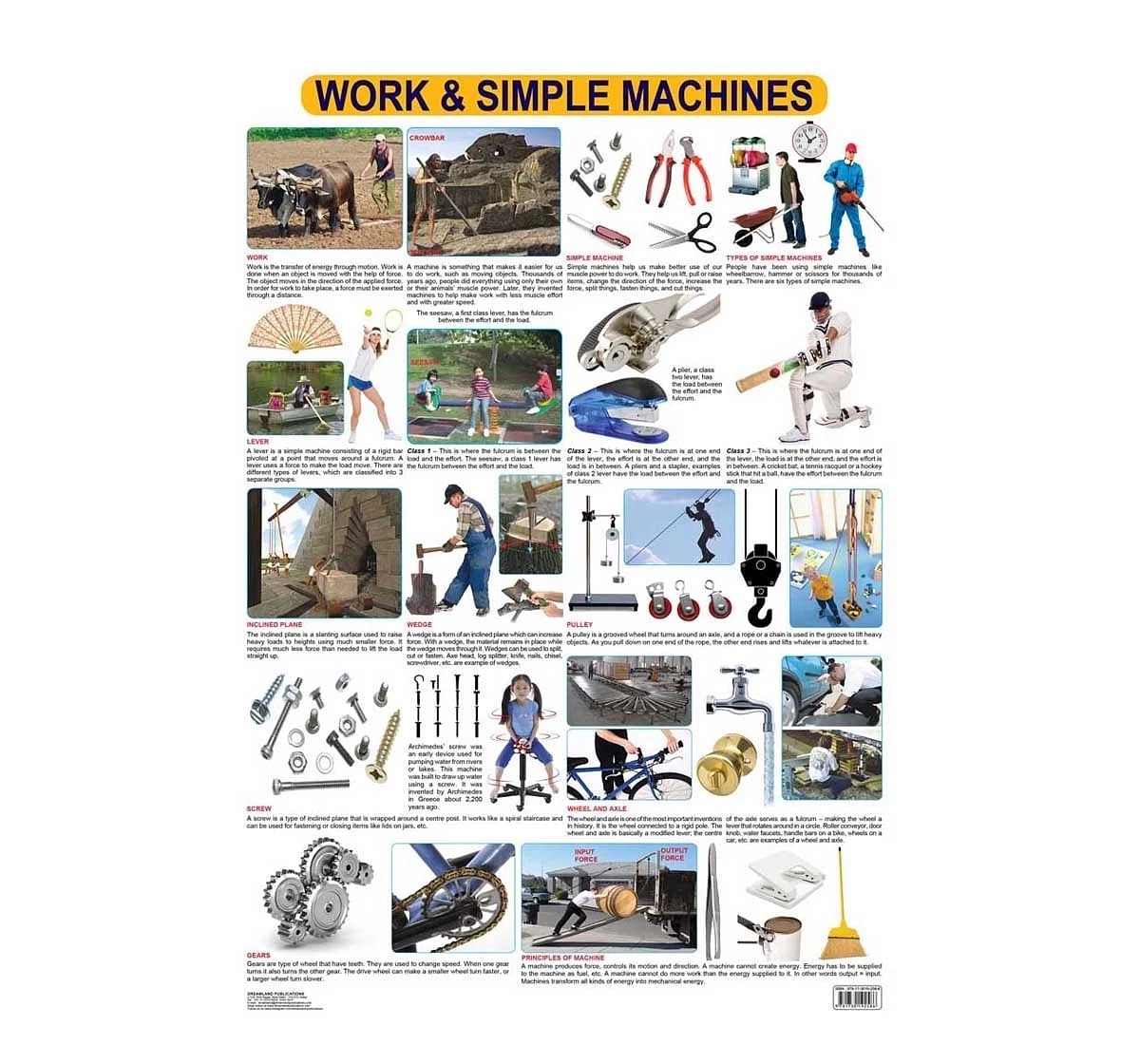 Dreamland Work and Simple Machines Chart for kids 12Y+, Multicolour