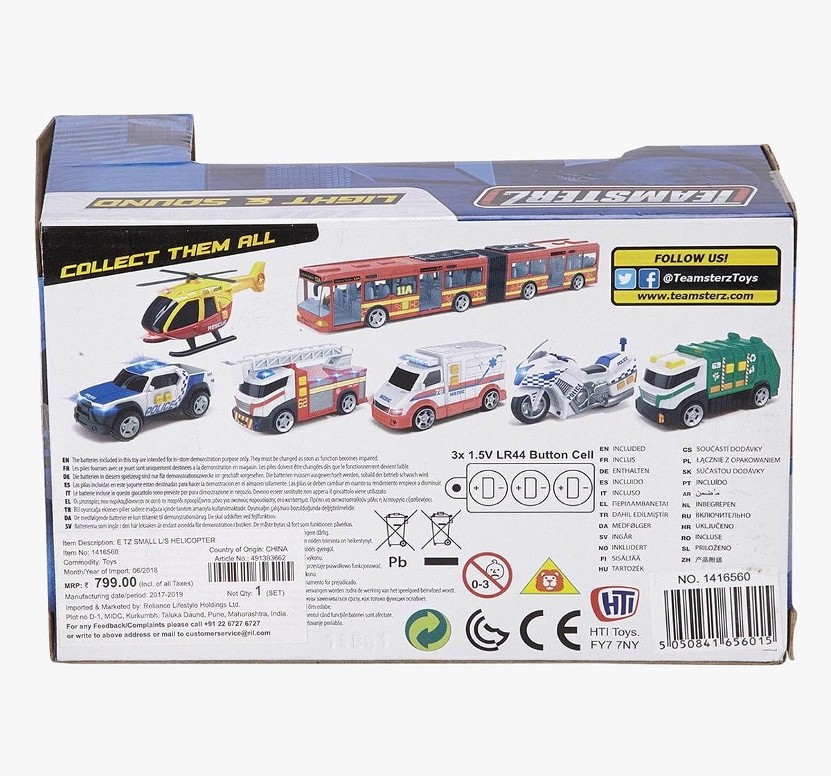 Buy online Hti Teamsterz Small Light And Sound Helicopter | Hamleys India