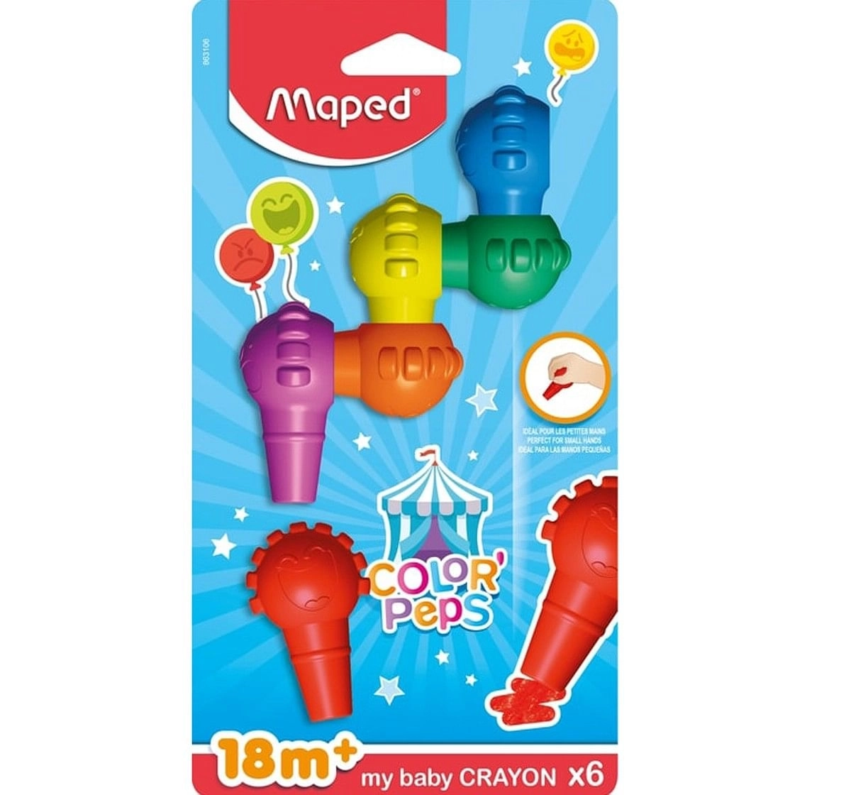 Maped Color'Peps Plasticlean Plastic Crayons with 6 Baby Crayons ...