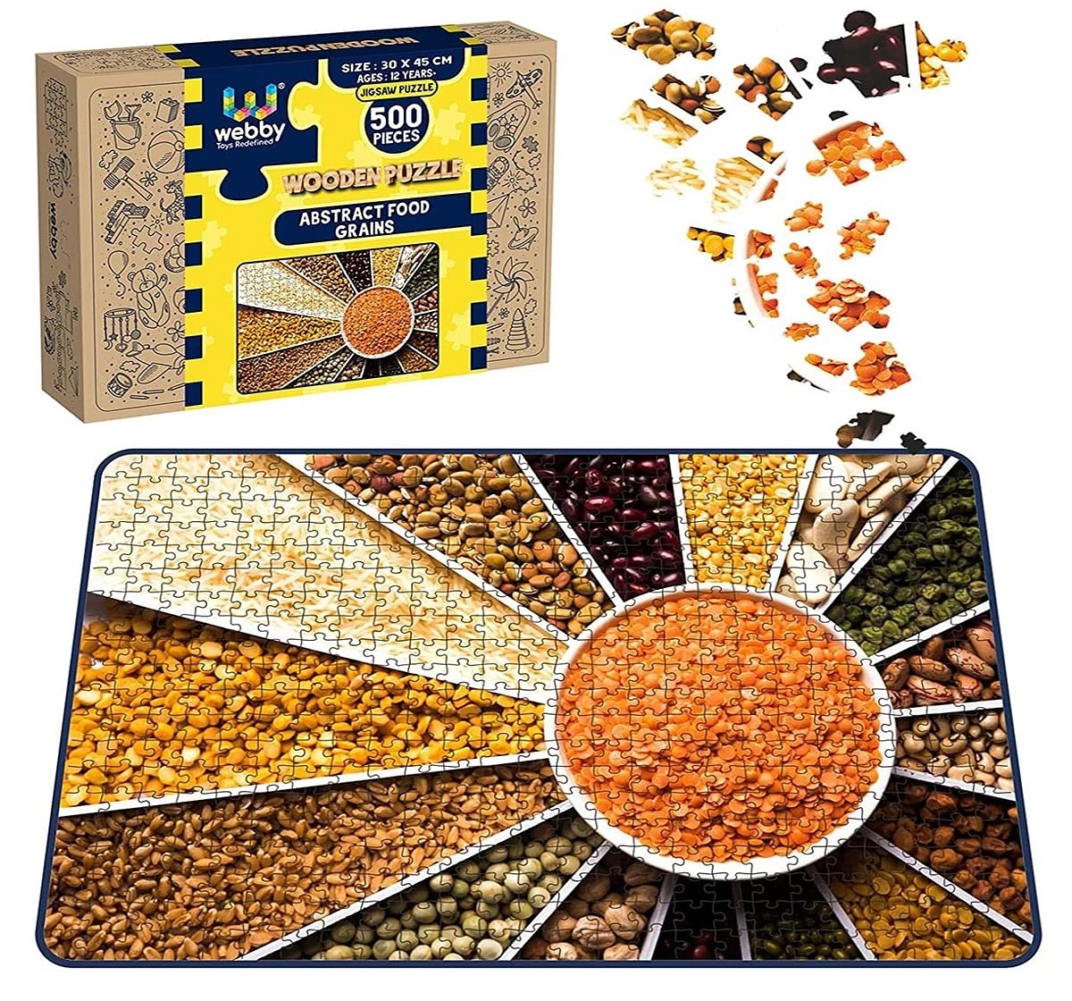 Webby Abstract Food Grains 500 Pieces Wooden Puzzle for Kids 7Y ...