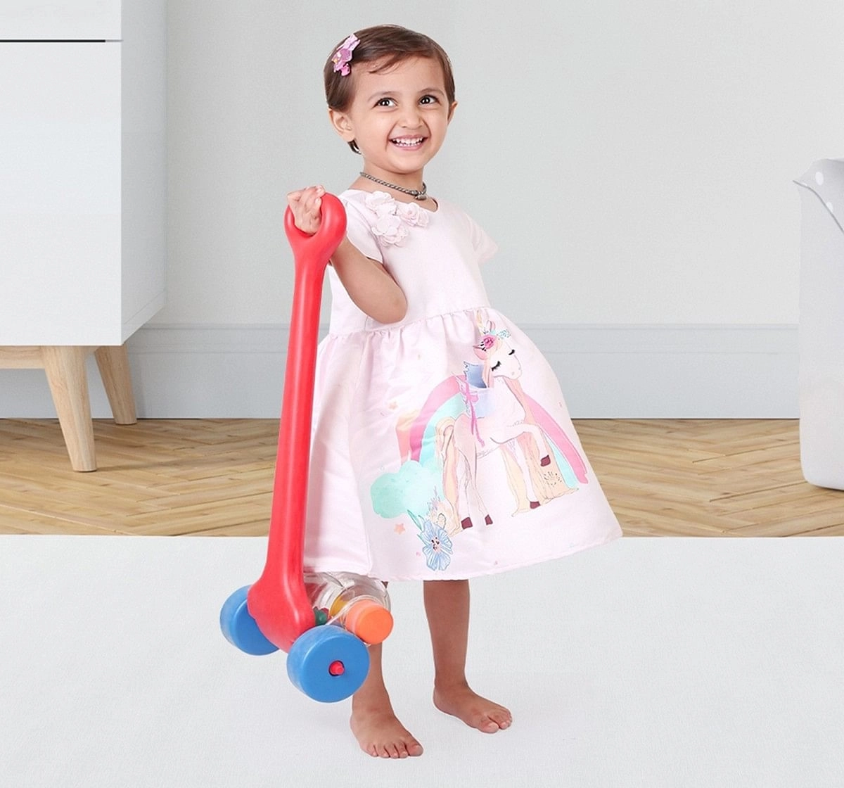 Shooting star Push wheel for kids Push Pull stick Red 0M+