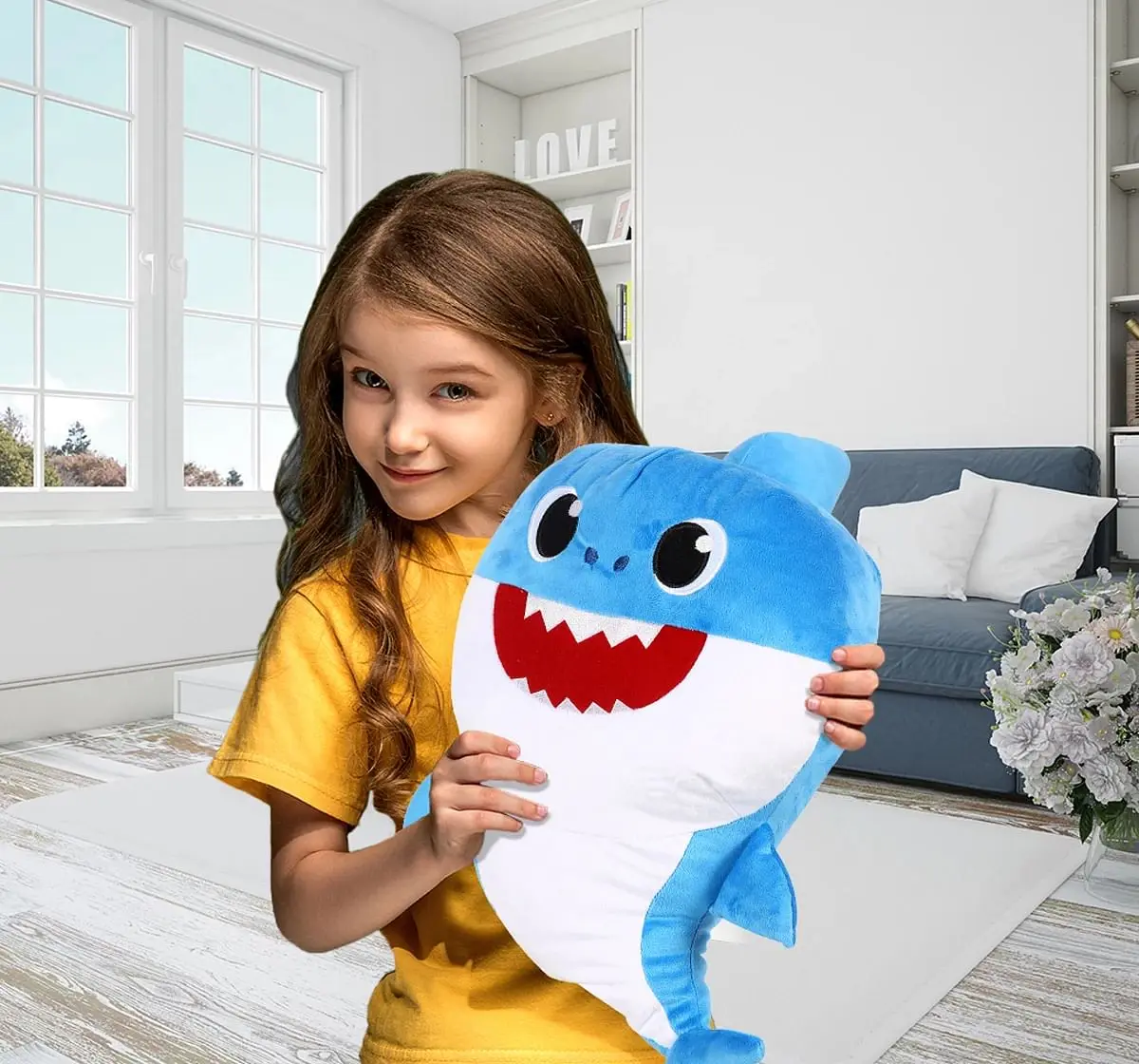 Baby Shark Plush Cuddle and Sing with Plush Toy 18 Inch Daddy Shark for ...