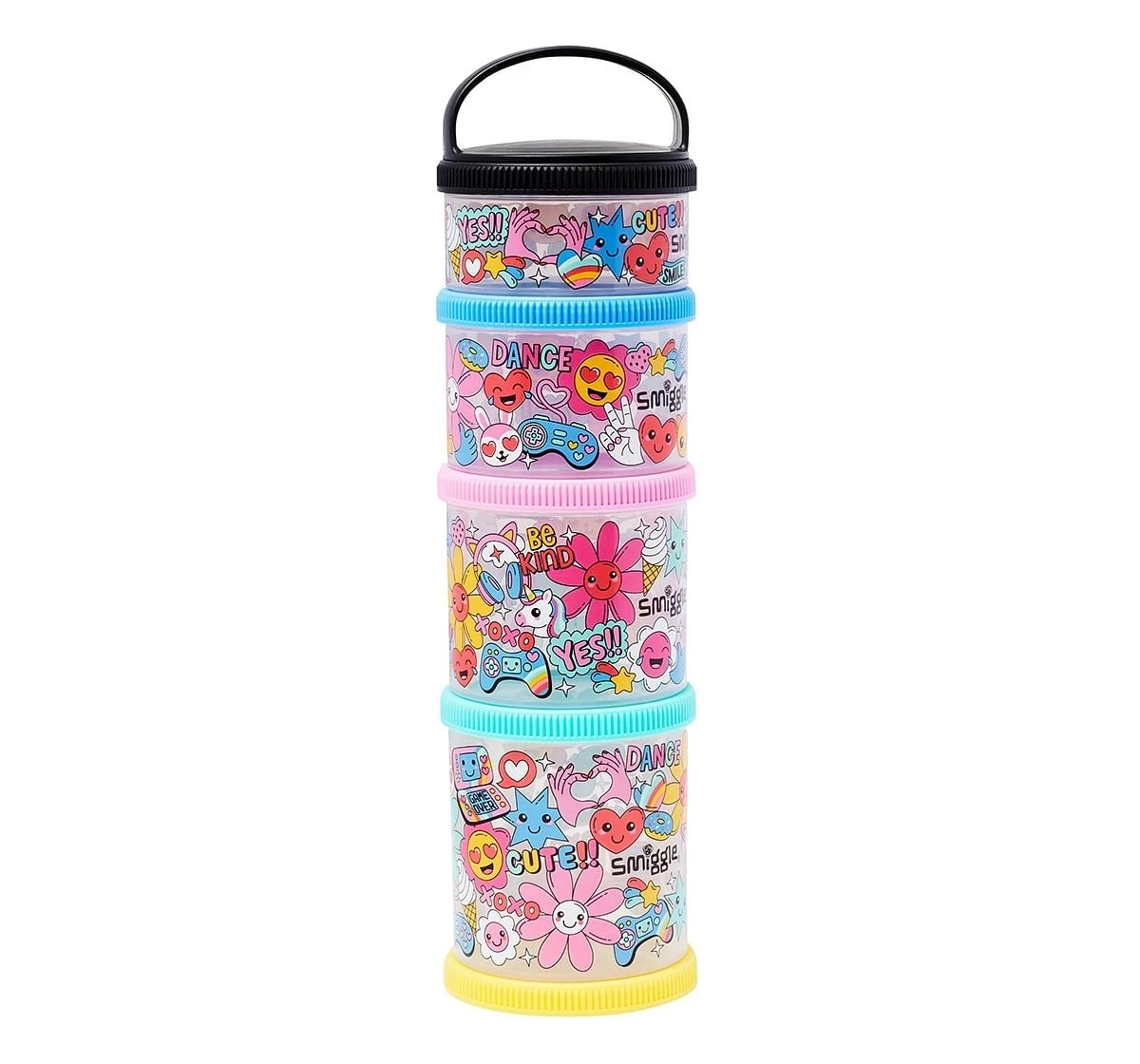 Smiggle Bright Side Large Snack Stack Containers Box for Kids 3Y+, Black