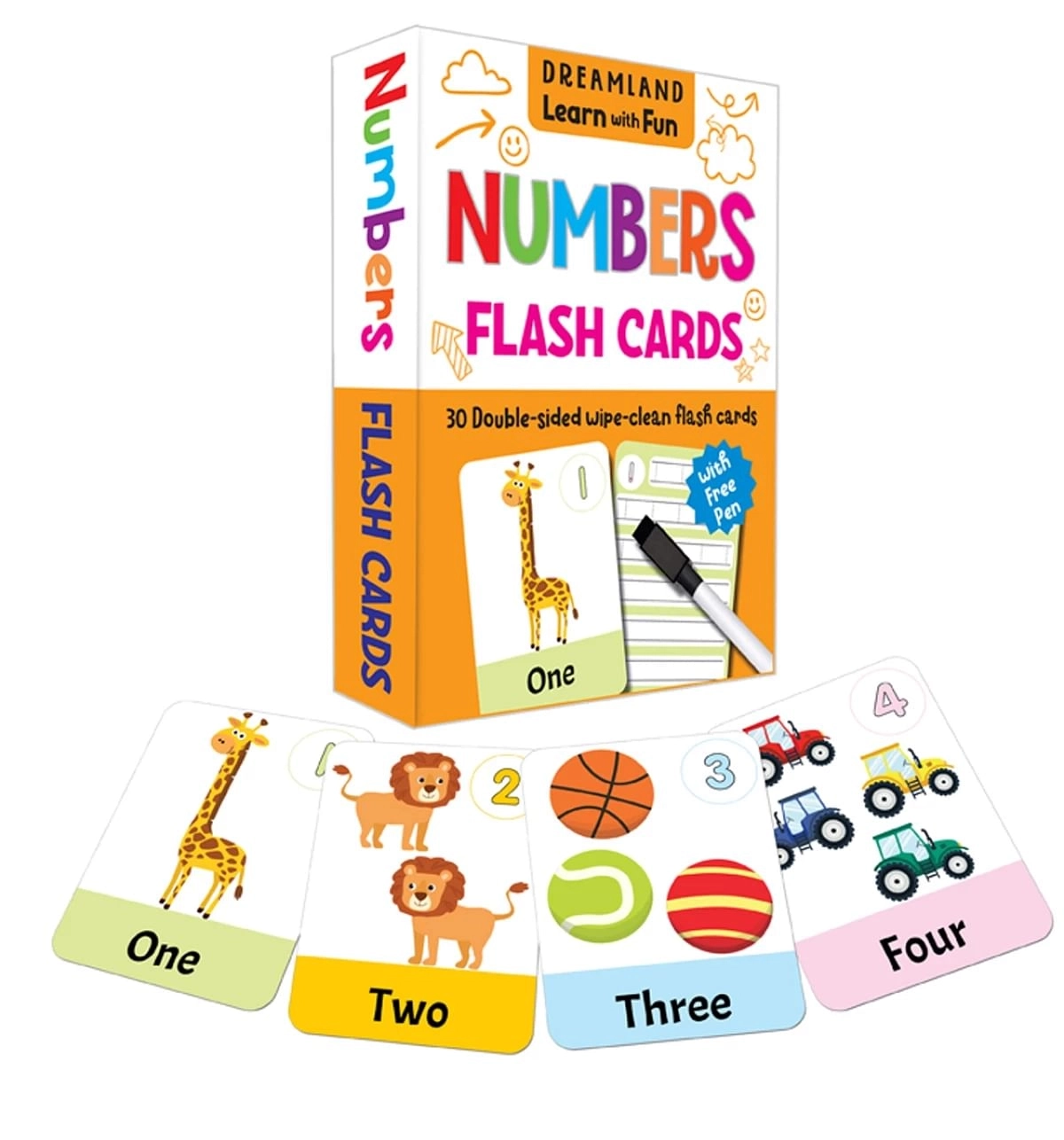 Dreamland Flash Cards Numbers 30 Double Sided Wipe Clean Flash Cards ...