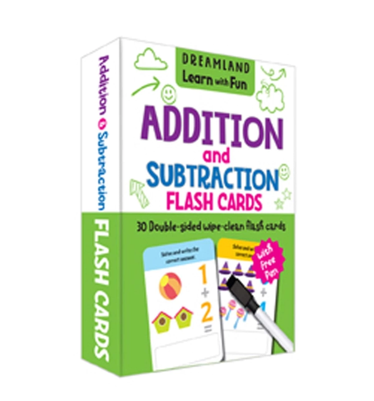 Dreamland Flash Cards Addition And Subtraction 30 Double Sided Wipe ...
