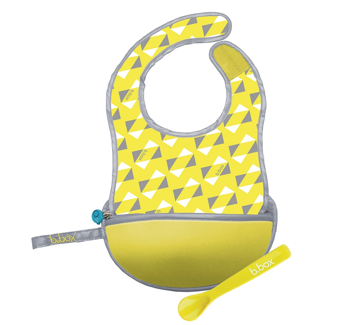 b.box Travel Bib & Flexible Soft Bite Spoon Set Yellow 18M+