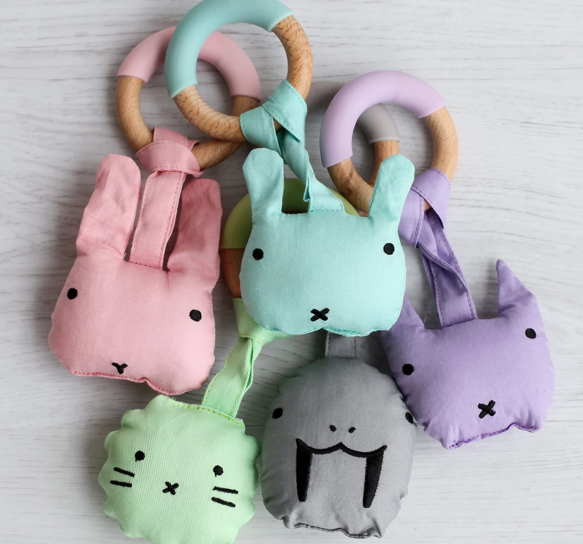 Little Rawr Wood Plush Teether Blue 18M+