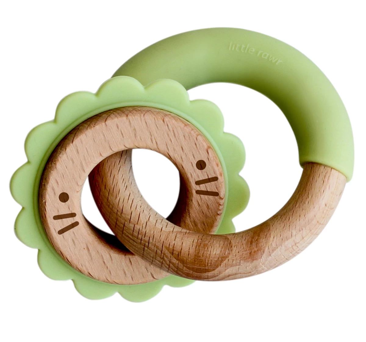 Little Rawr Wood Silicone Disc & Ring Teether Green 18M+