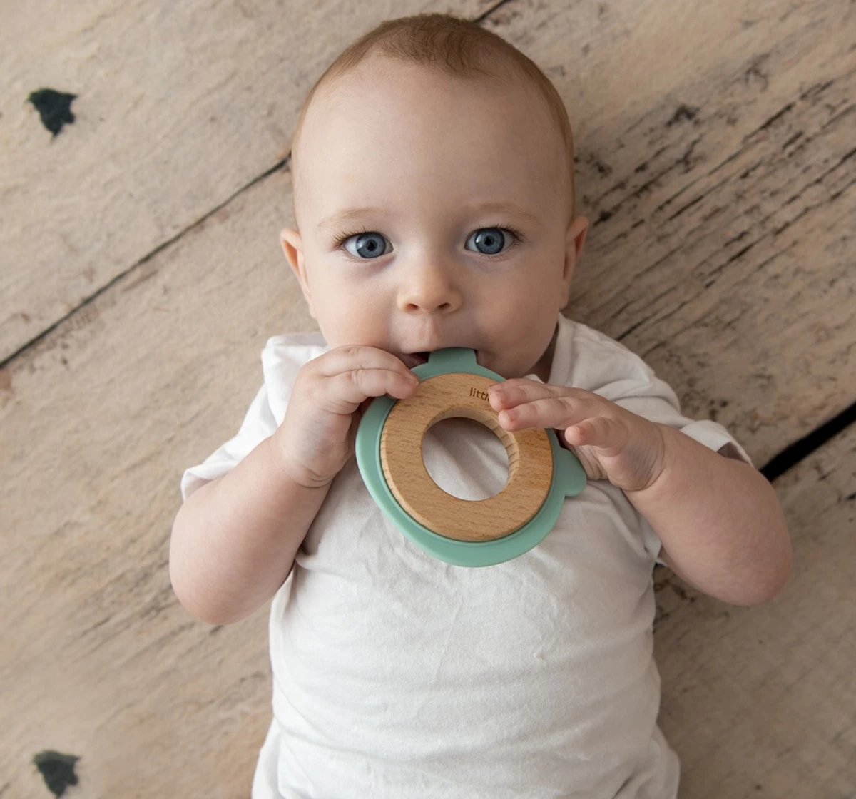 Little Rawr Wood Silicone Disc Teether Blue 18M+