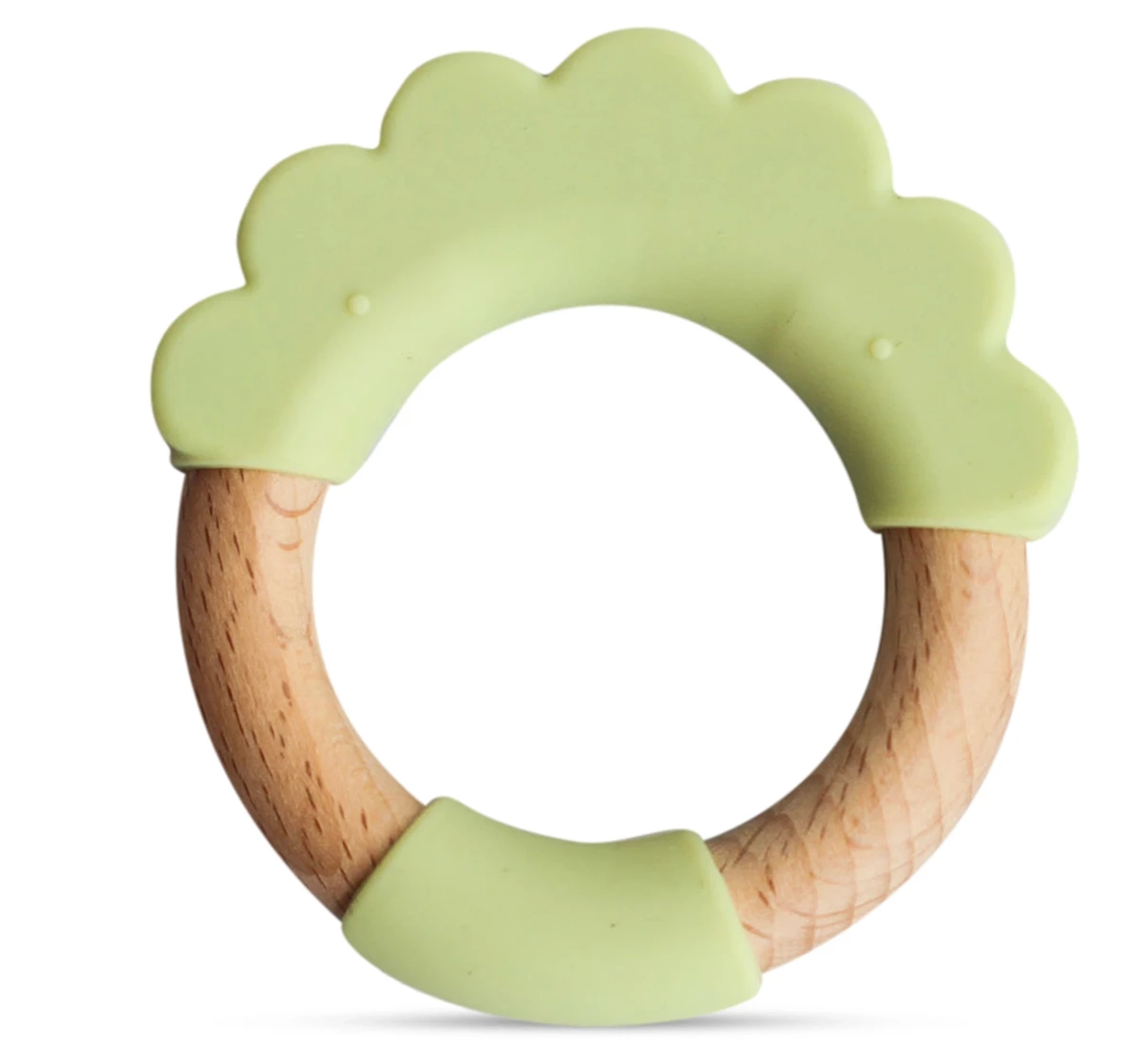 Little Rawr Wood Silicone Teether Ring Green 18M+