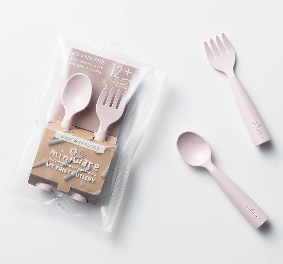 Miniware My First Cutlery Fork & Spoon Set Cotton Candy 18M+