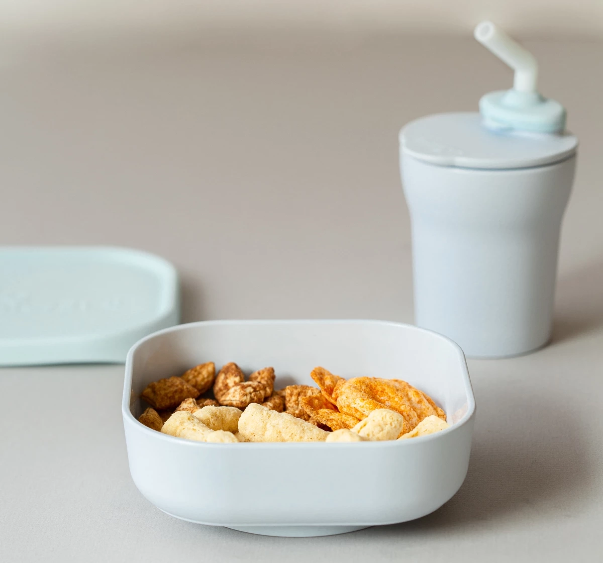 Miniware Sip & Snack Suction Bowl with Sippy Cup Feeding Set Aqua 18M+