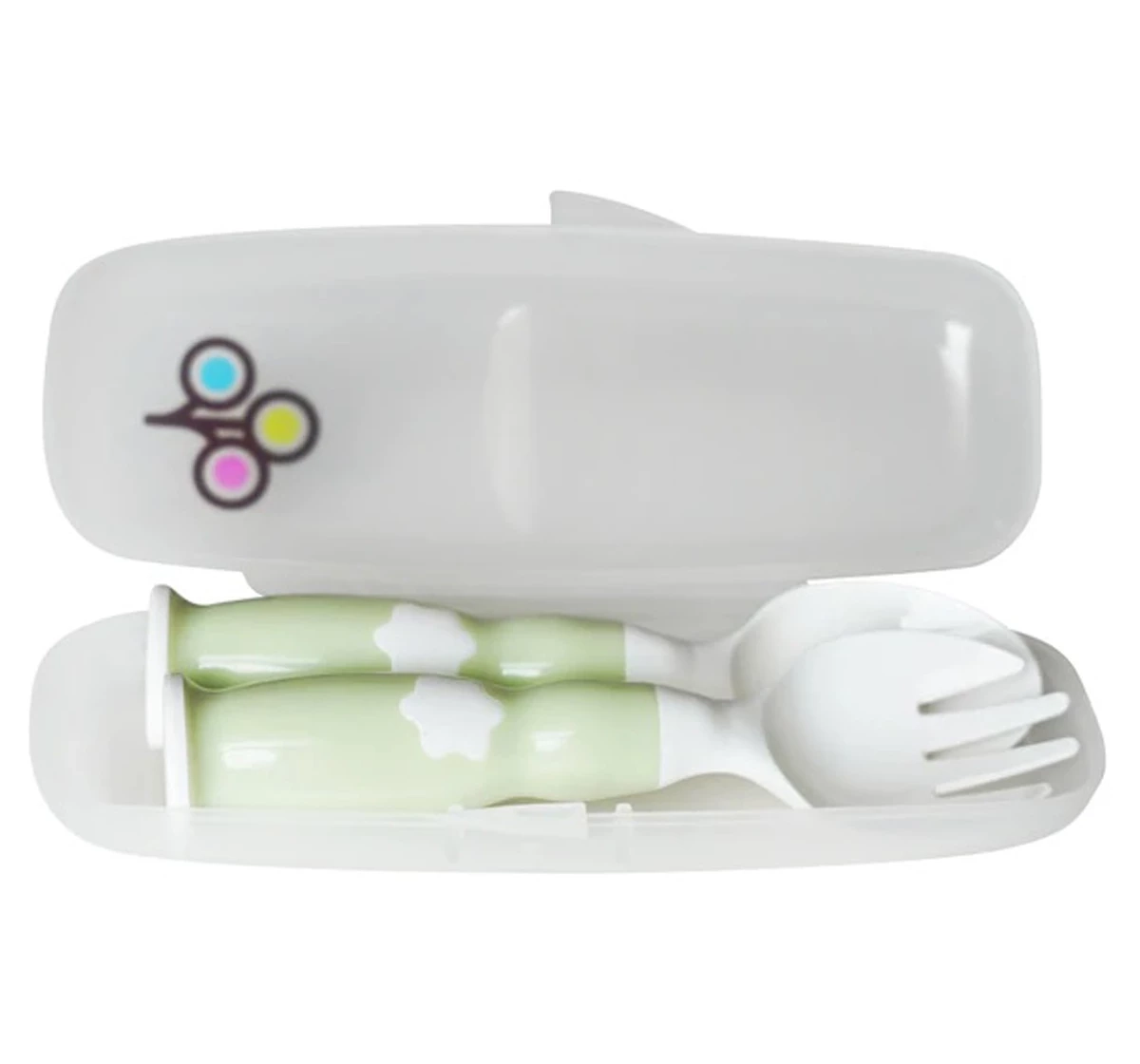 ZoLi Ergonomic Fork & Spoon Set with Travel Case Green 18M+