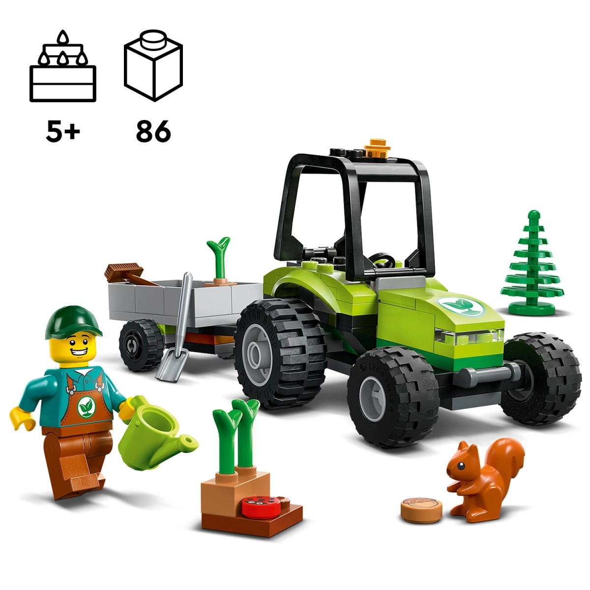 LEGO City Park Tractor Building Toy Set, 86 Pieces, Multicolour, 5Y+