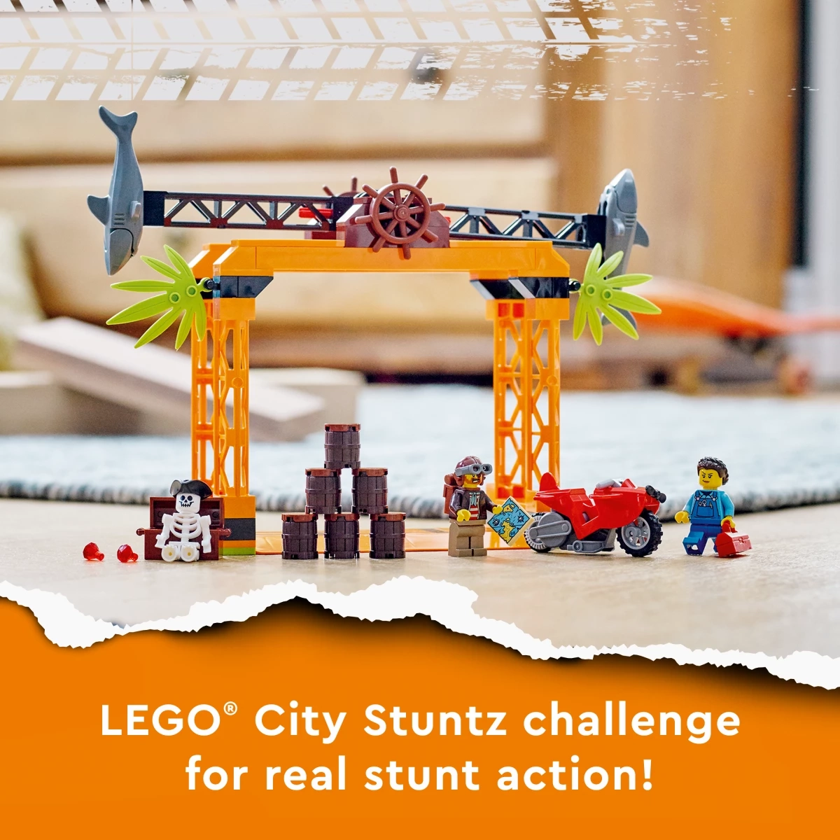 Lego City The Shark Attack Stunt Challenge 60342 Building Kit (122 Pieces)