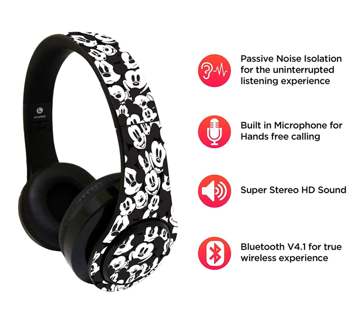 Macmerise Mickey Smileys Decibel Wireless On Ear Headphones Multicolour ...