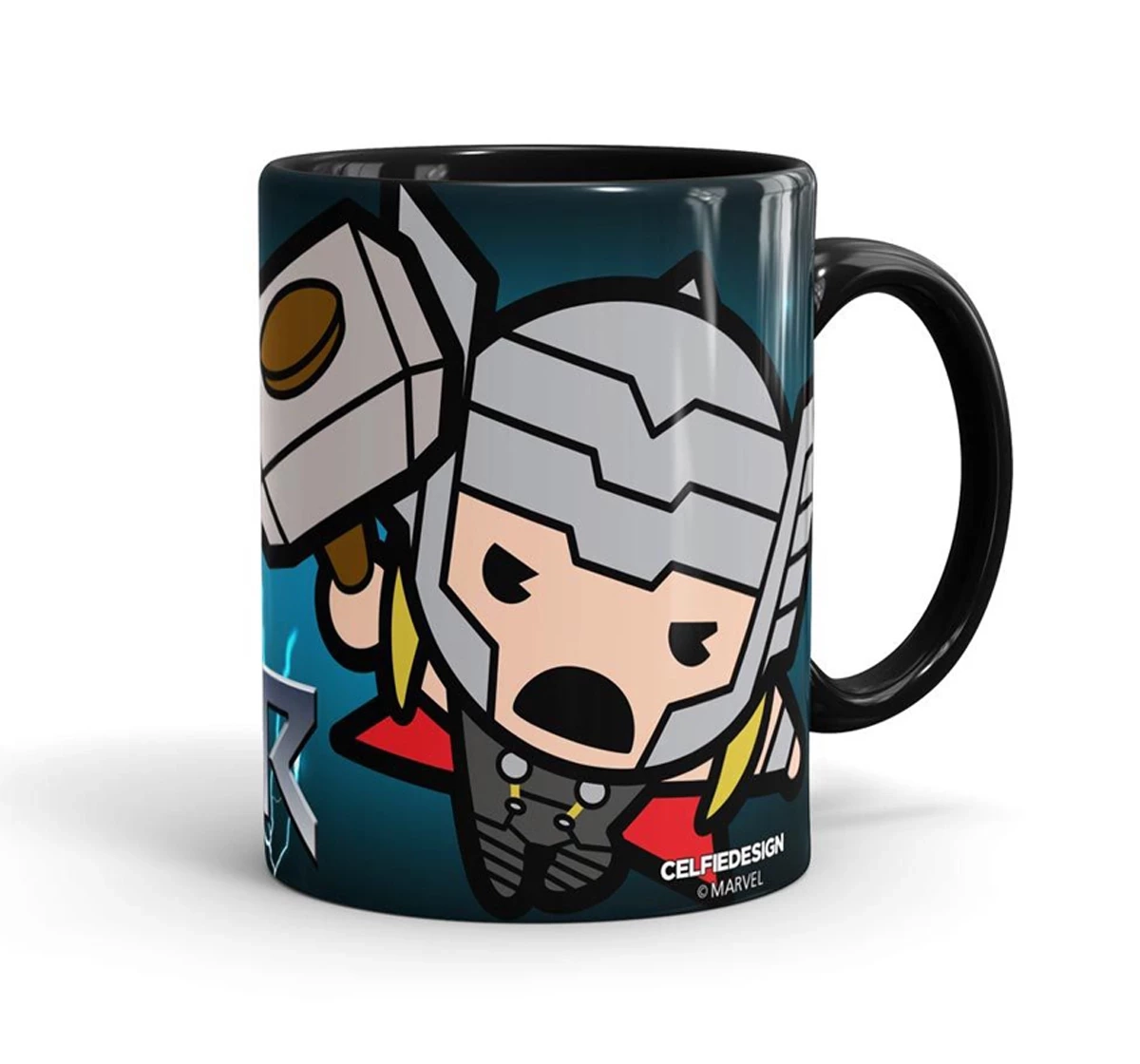 Macmerise Thunderous Thor Kawaii Coffee Mugs Black Multicolour 12Y+