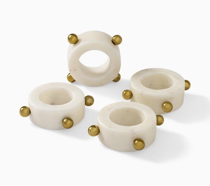 Marble and Metal Napkin Rings