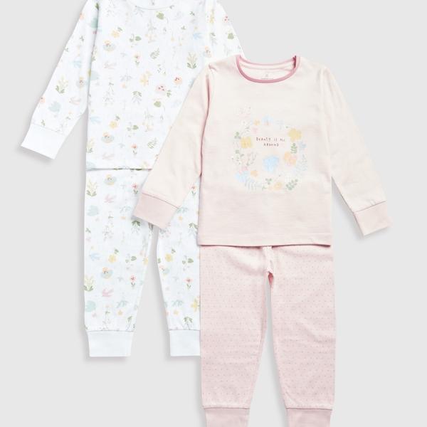 Buy Mothercare Girls Beauty Long Sleeves 100% Cotton 4-Piece Pyjama Set ...