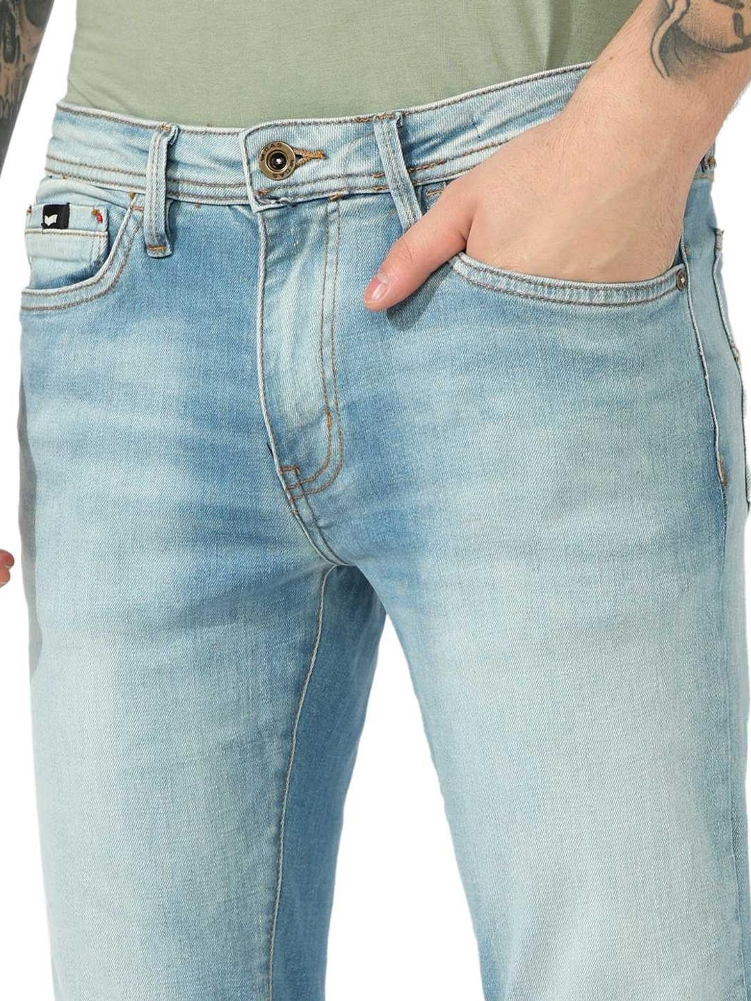 Slim Fit Zippered Fly Mid Rise Denim