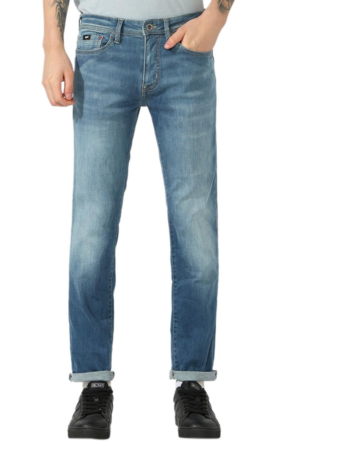 Slim Fit Zippered Fly Mid Rise Denim