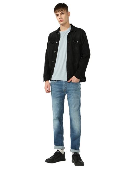 Slim Fit Zippered Fly Mid Rise Denim