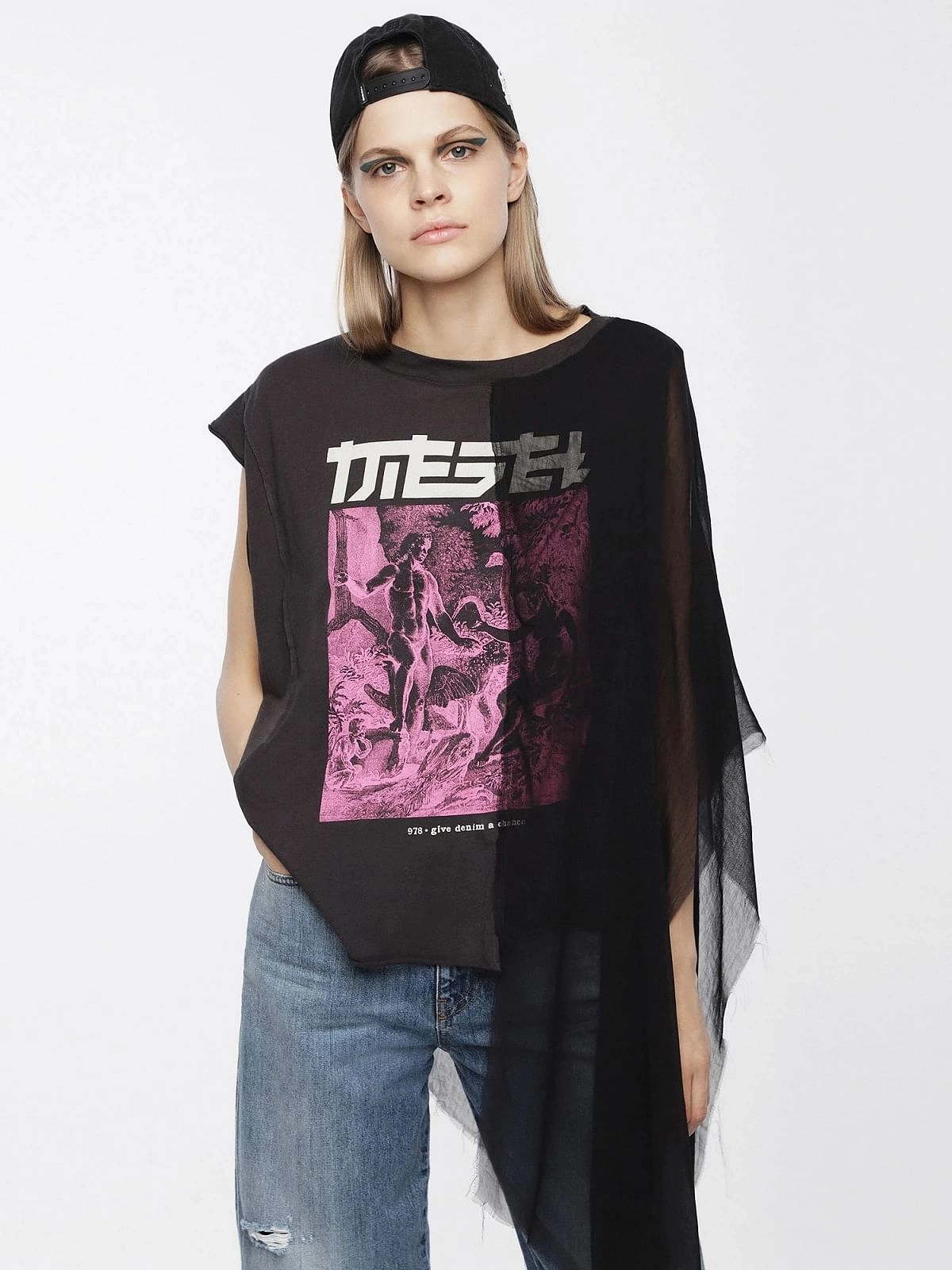 T-AZI Relaxed Women Black Top