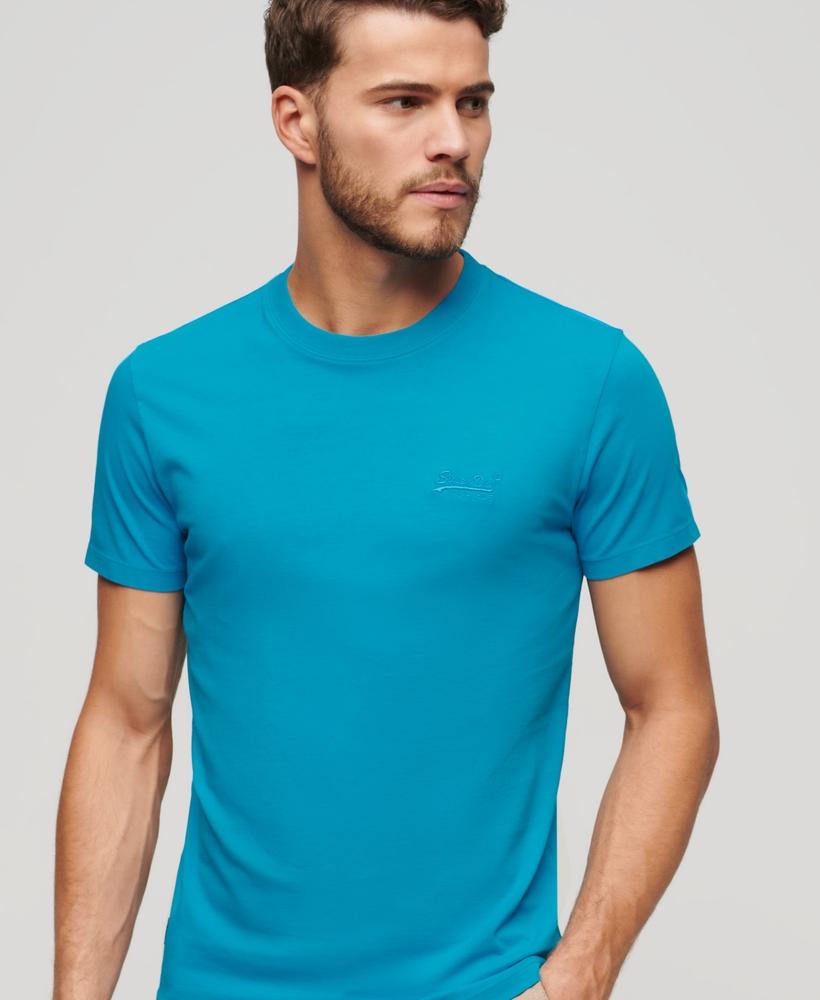 ESSENTIAL LOGO EMBROIDERED NEON MEN'S BLUE T-SHIRT
