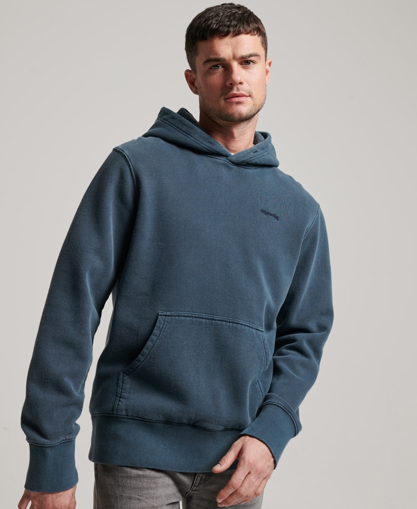 VINTAGE WASHED MEN'S BLUE HOODIE