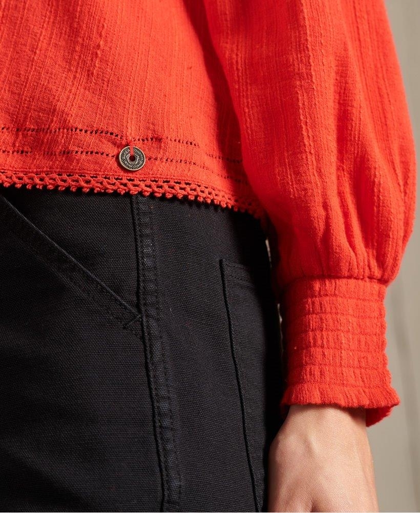 LS TEXTURED LACE TOP