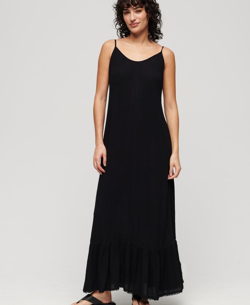 MAXI BEACH WOMEN'S BLACK CAMI DRESS