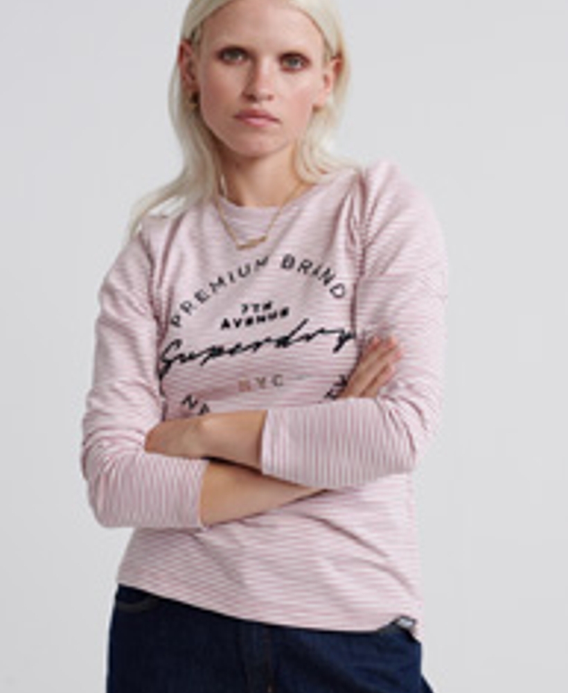 DUNNE STRIPE LS GRAPHIC TOP