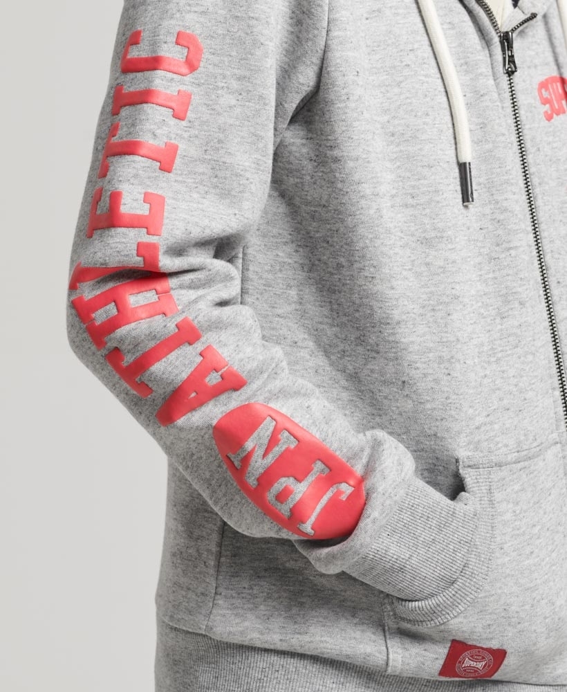 ATHLETIC COLLEGE ZIP UP WOMEN'S GREY HOODIE