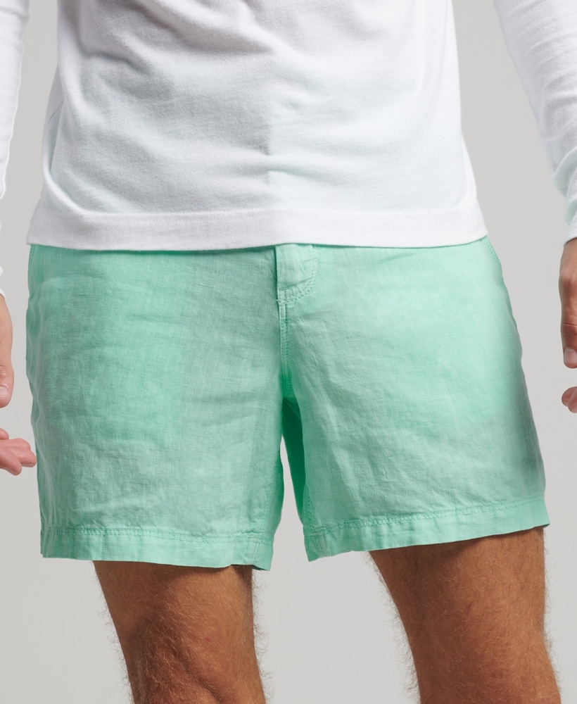 STUDIOS OVERDYED LINEN MEN'S BLUE SHORTS
